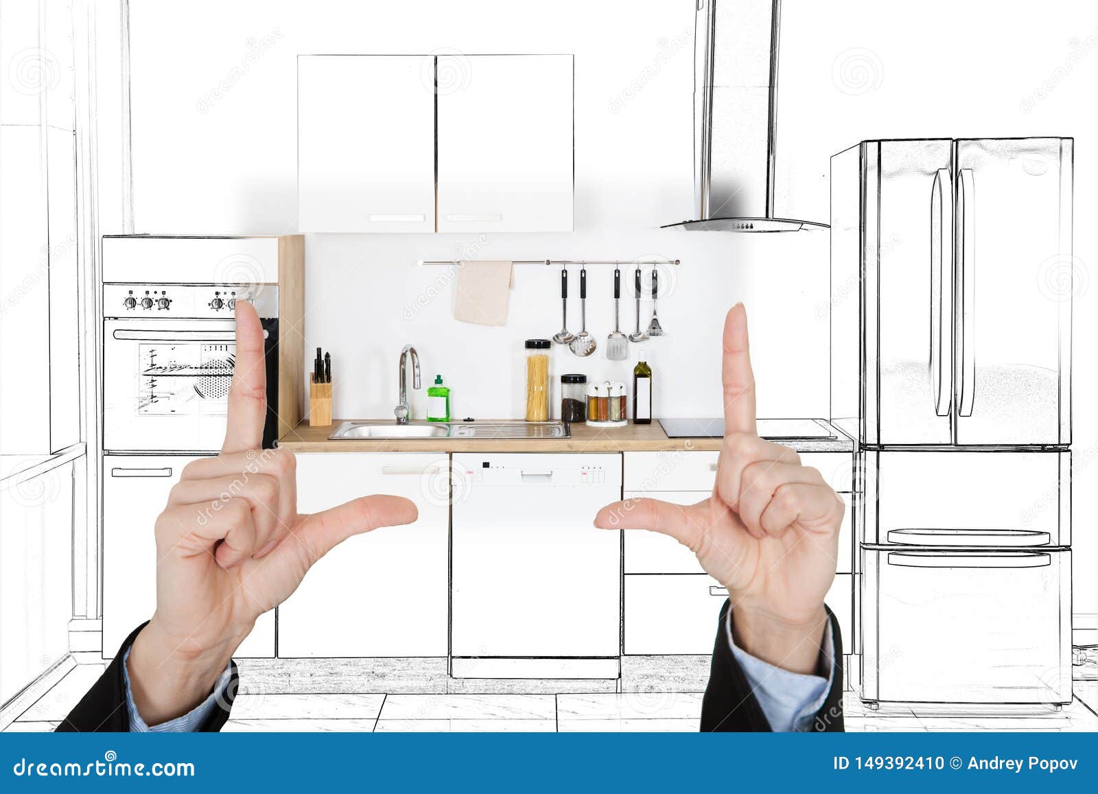 An Architecture Presenting Design of Kitchen Interior Stock Photo ...