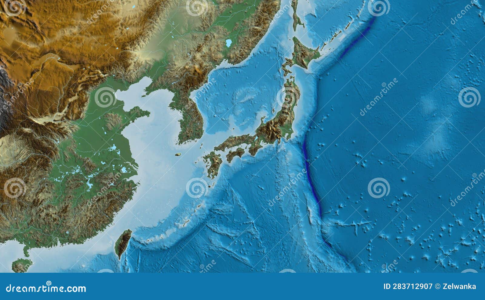Japan area. Relief map stock illustration. Illustration of asia - 283712907