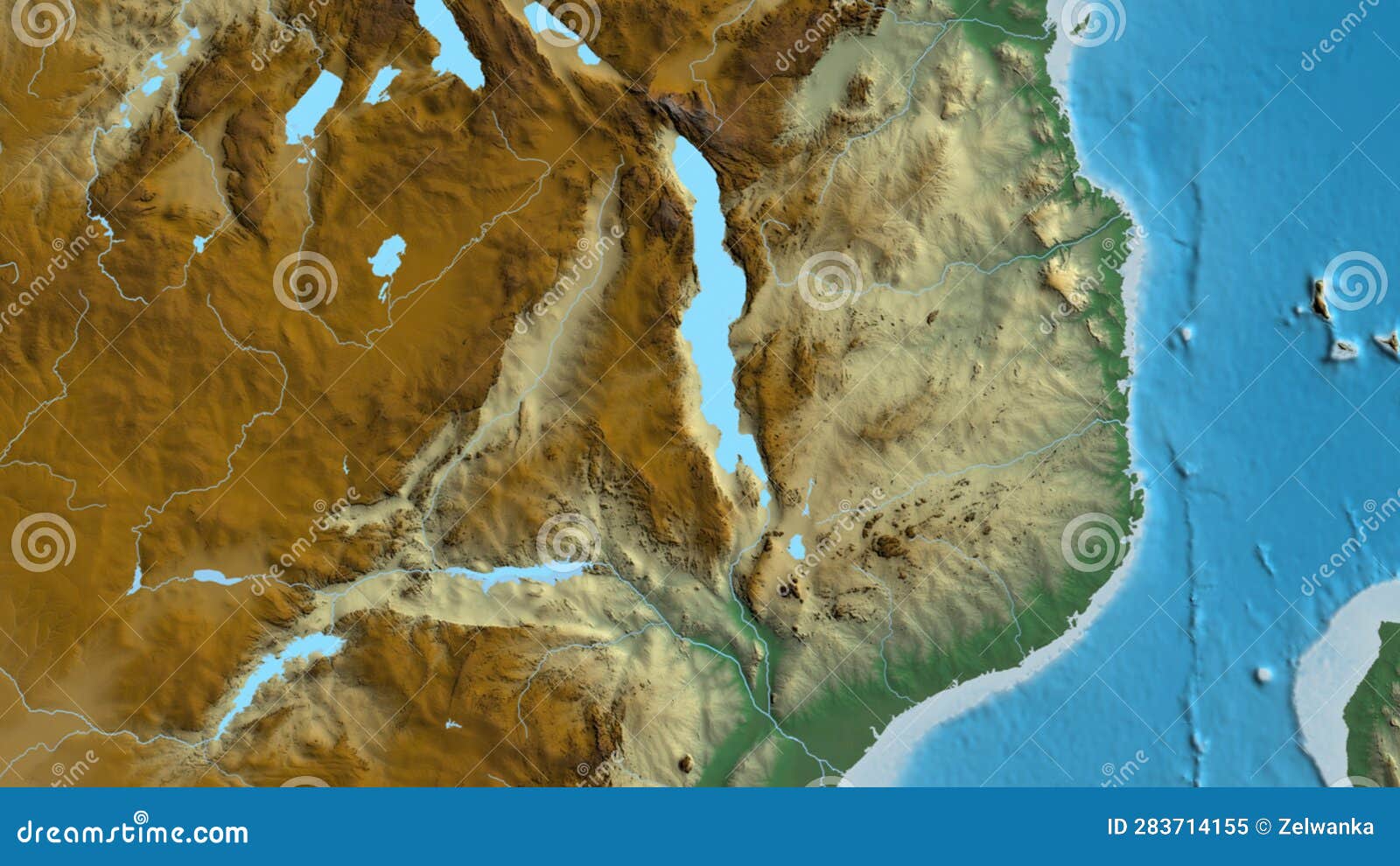 Malawi area. Relief map stock illustration. Illustration of lilongwe ...