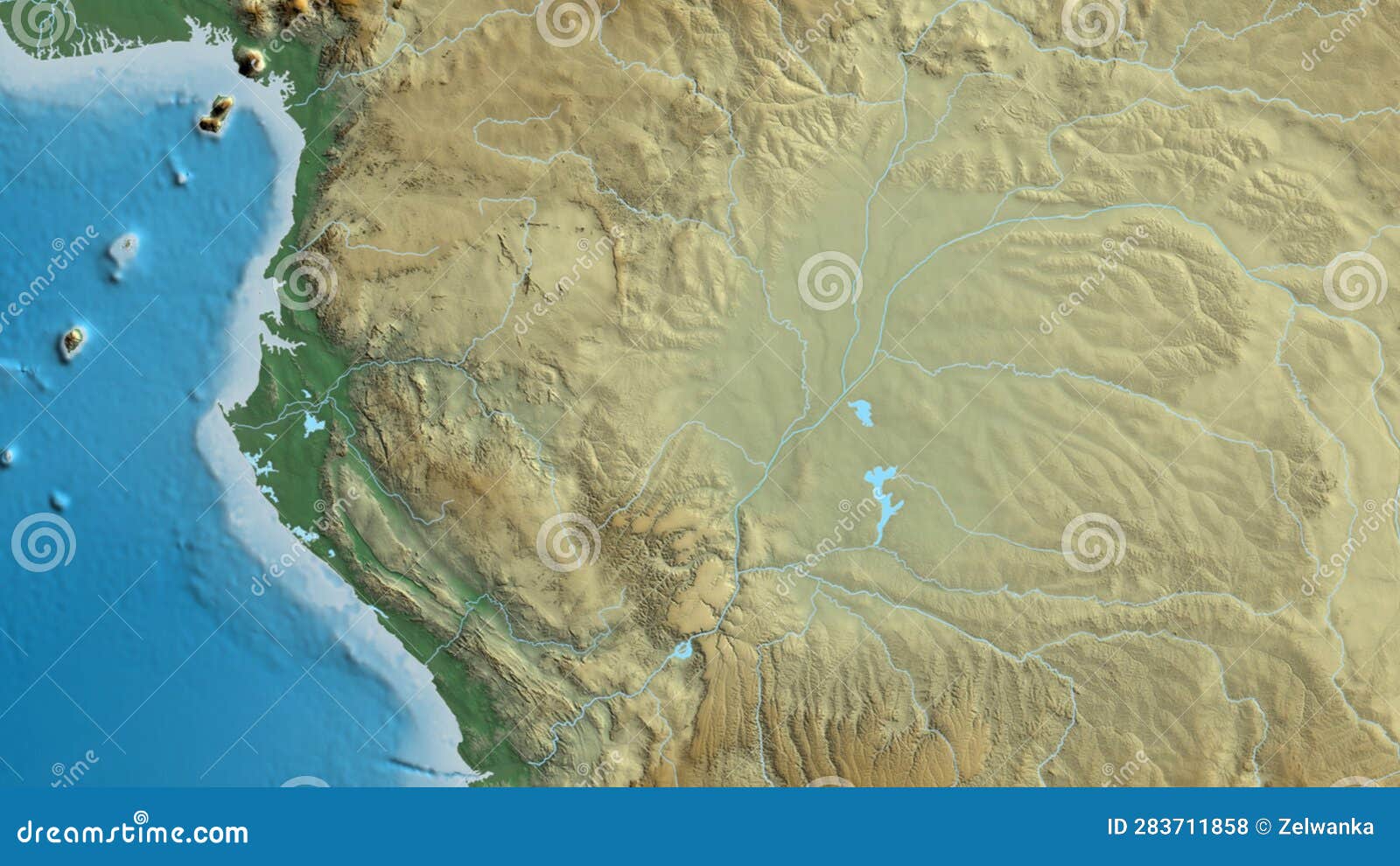 Republic of the Congo Area. Relief Map Stock Illustration ...
