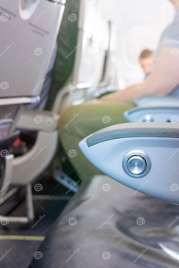 Close Up of Armrest Inside an Airplane during Flight Stock Image ...