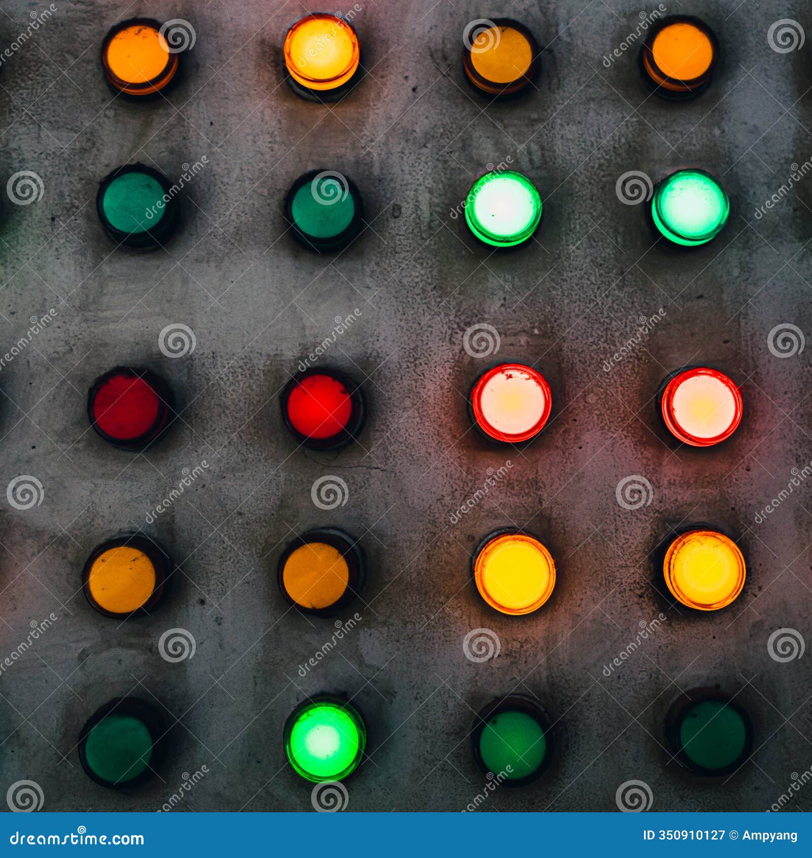 Array of Industrial Signal Lamp Indicators on Electrical Power Control ...