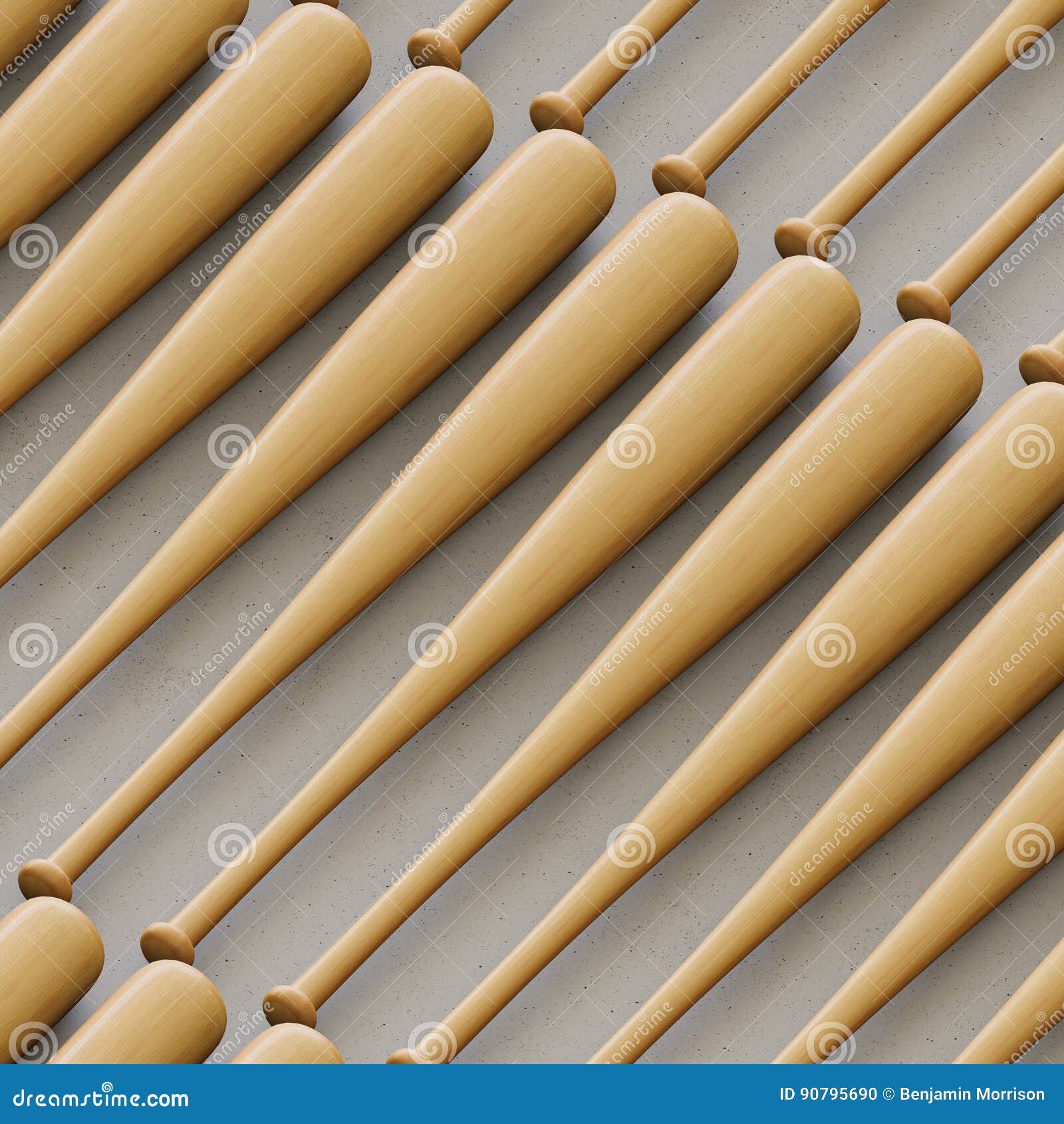 Close Up on Array of Unmarked Wooden Baseball Bats Stock Illustration ...