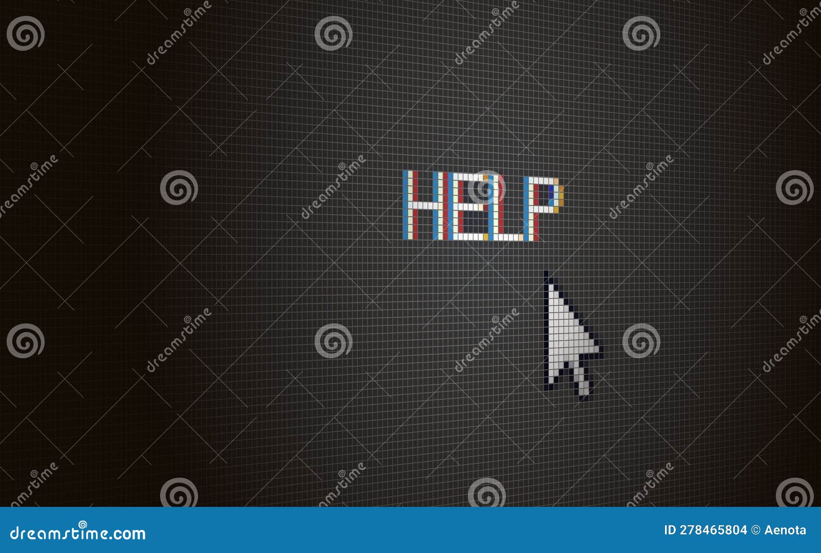 Close Up Arrow Cursor and on Help Menu Item Computer LCD Screen Pixel ...