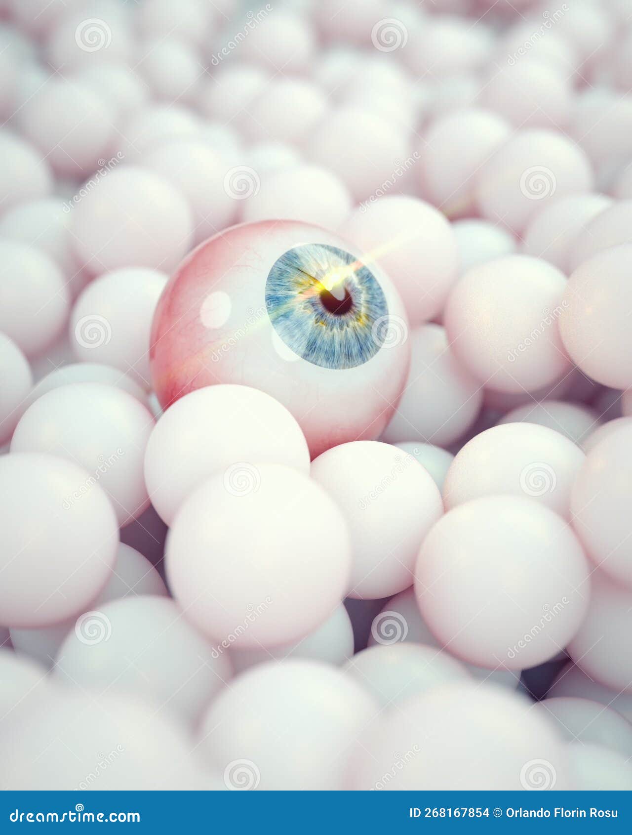 Close-up of Artificial Eyeball and White Spheres. Stock Illustration ...