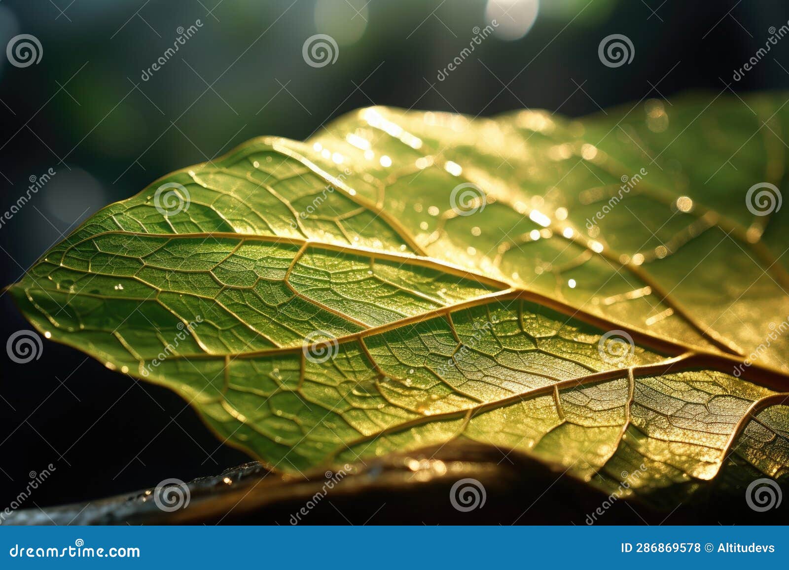 Close-up of Artificial Leaf with Sunlight Shining on it Stock Photo ...