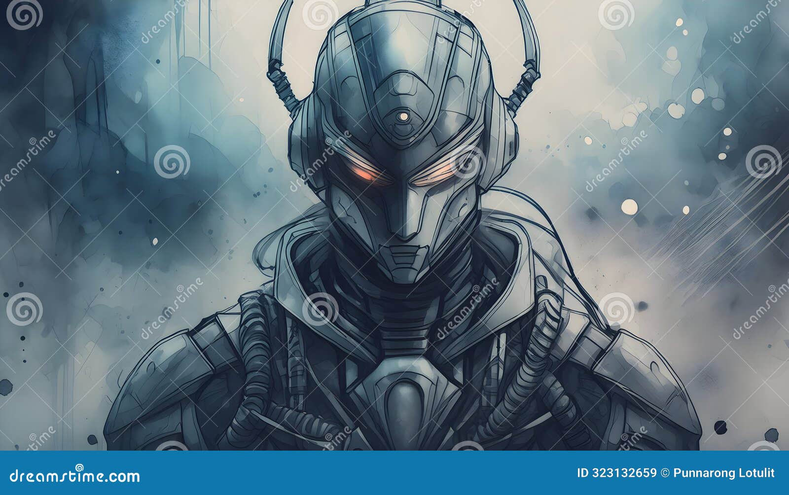 Close Up Artistic Humanoid Character with Future, on Digital Art ...