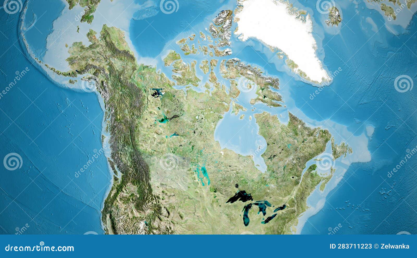 Canada area. Satellite map stock illustration. Illustration of global ...