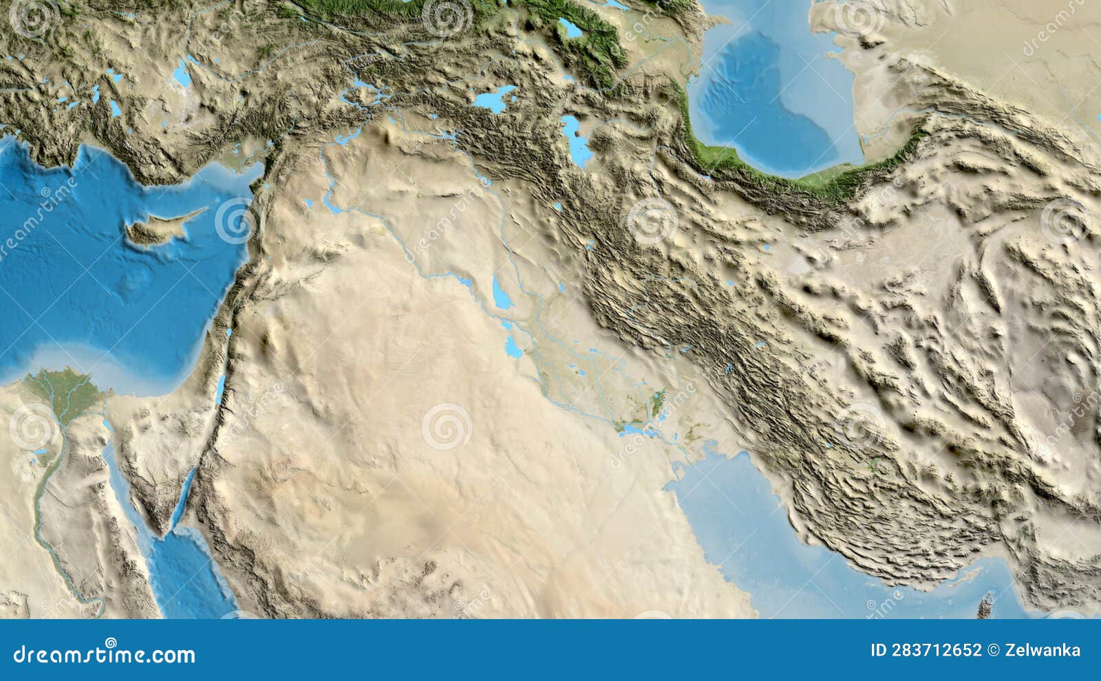 Iraq area. Satellite map stock illustration. Illustration of ocean ...