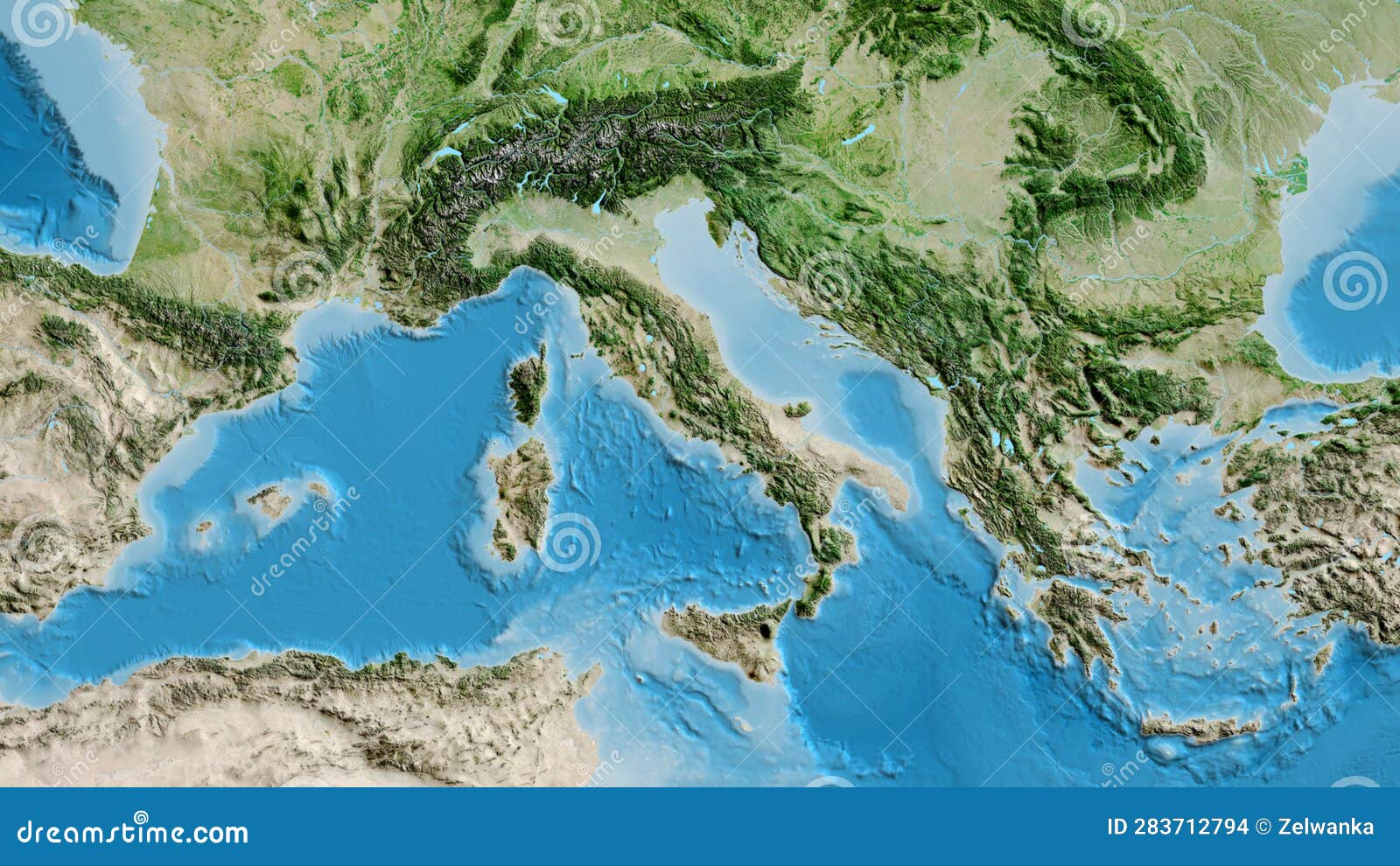 Italy area. Satellite map stock illustration. Illustration of capital ...