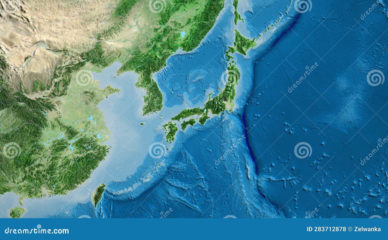 Japan area. Satellite map stock illustration. Illustration of earth ...