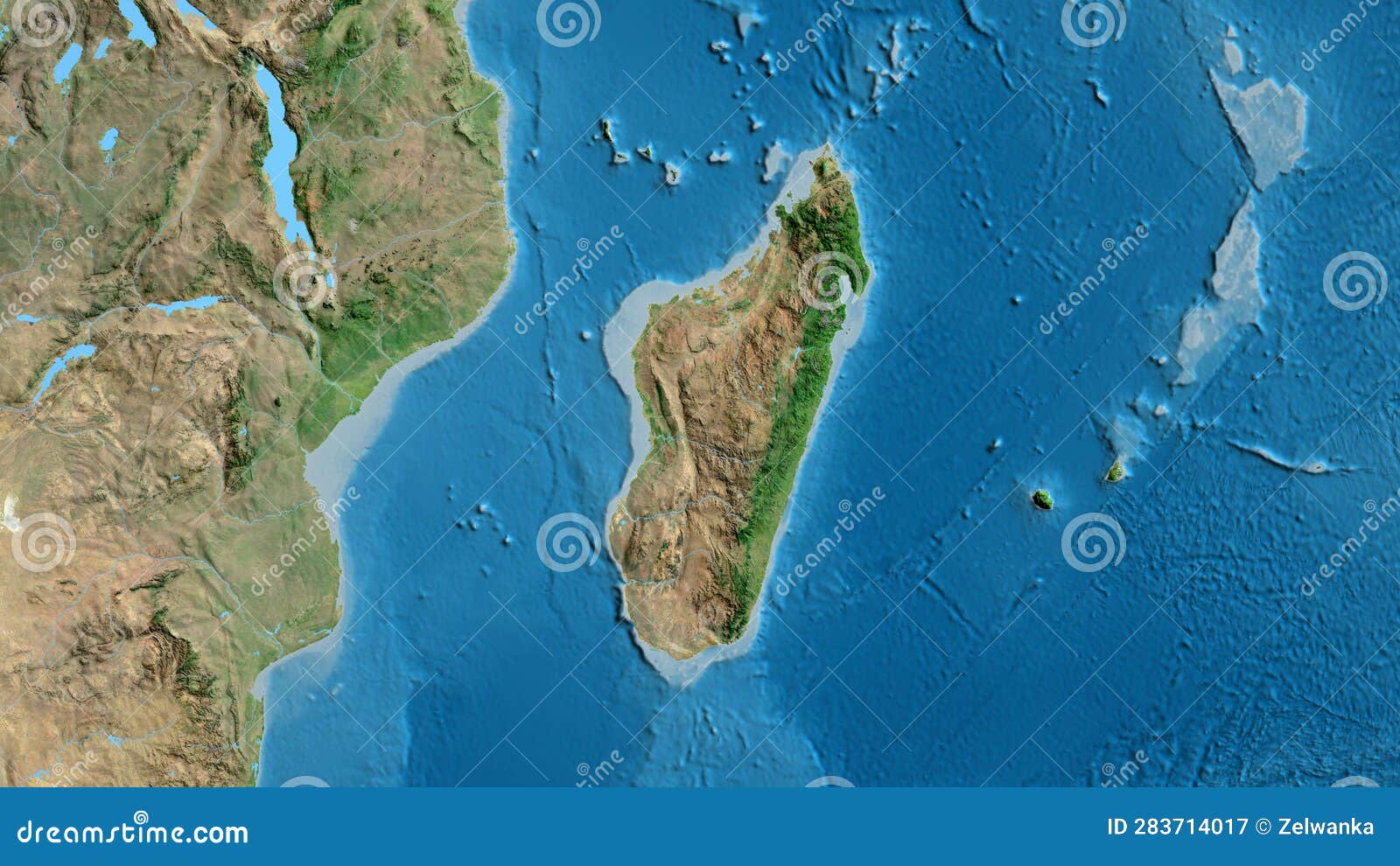 Madagascar Area. Satellite Map Stock Illustration - Illustration of ...