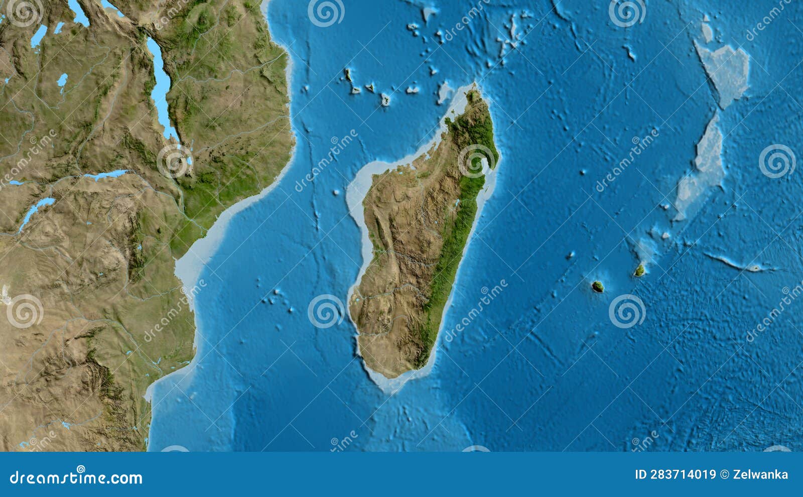 Madagascar Area. Satellite Map Stock Illustration - Illustration of ...