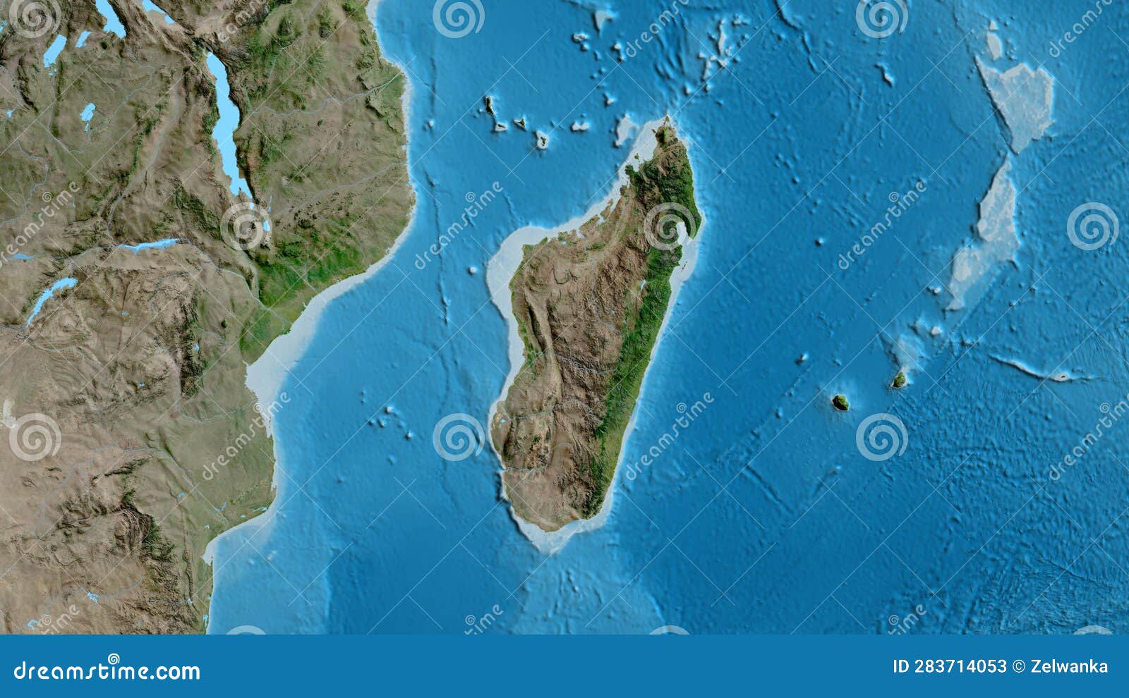 Madagascar Area. Satellite Map Stock Illustration - Illustration of ...