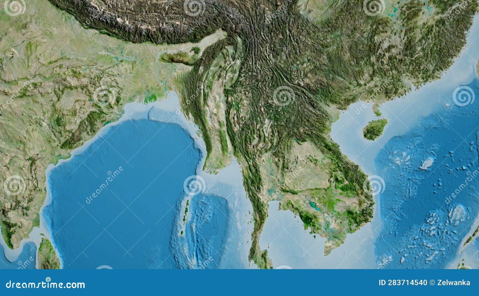 Myanmar Area. Satellite Map Stock Illustration - Illustration of ...