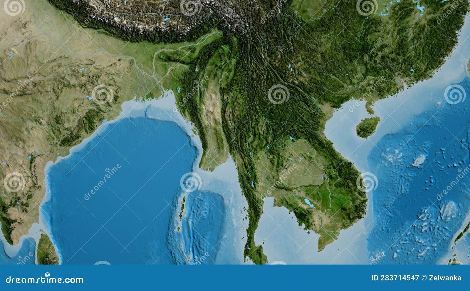 Myanmar Area. Satellite Map Stock Illustration - Illustration of earth ...