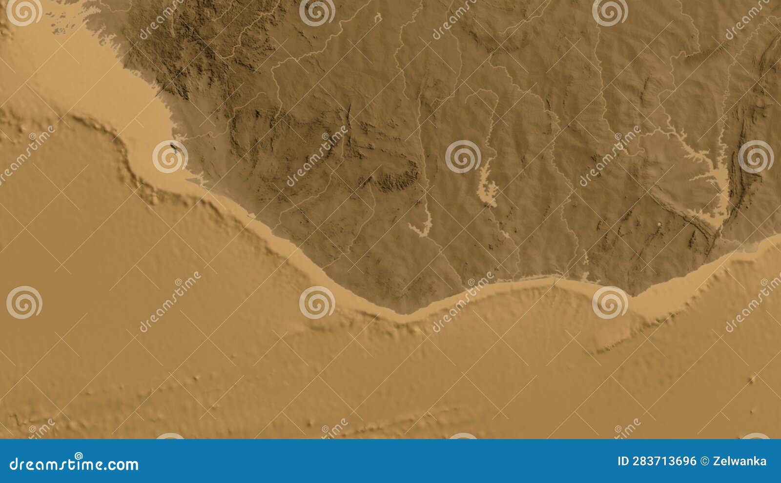 Liberia Area. Sepia Elevation Map Stock Illustration - Illustration of ...