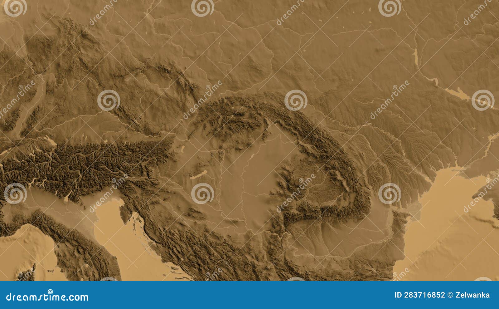 Slovakia Area. Sepia Elevation Map Stock Illustration - Illustration of ...