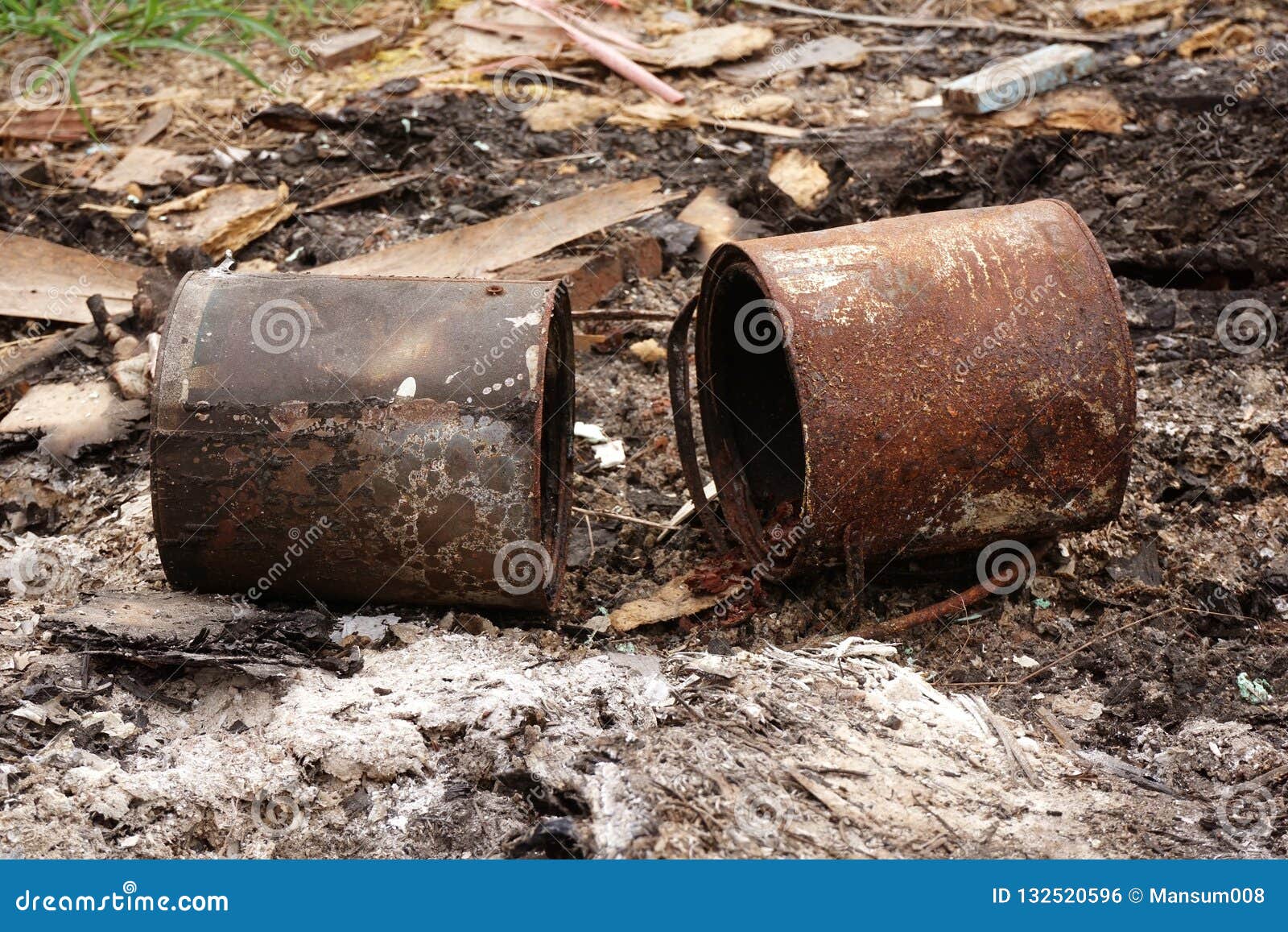 Ash and can on the ground stock photo. Image of refuse - 132520596