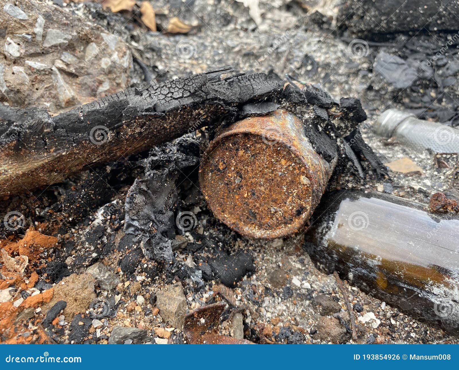 Ash on the ground stock photo. Image of black, rusty - 193854926