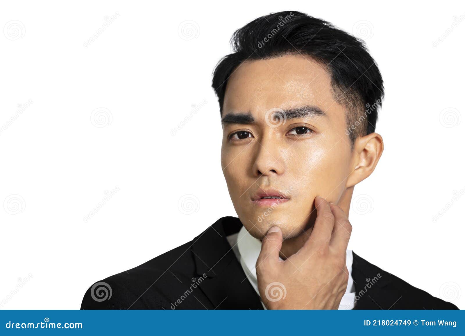 Close Up Asian Handsome Young Man Face Stock Image - Image of shave ...