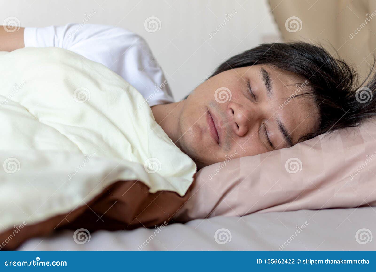Close Up of Asian Man in Sleep Stock Photo - Image of bedroom ...