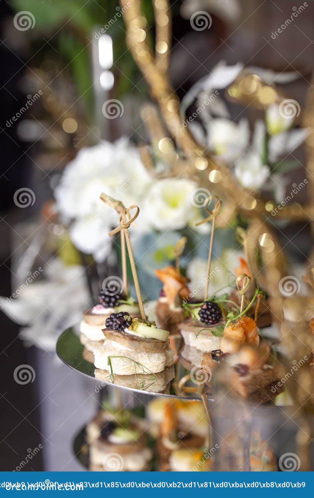 Close-up of Assorted Canapes on a Glass Surface Stock Photo - Image of ...