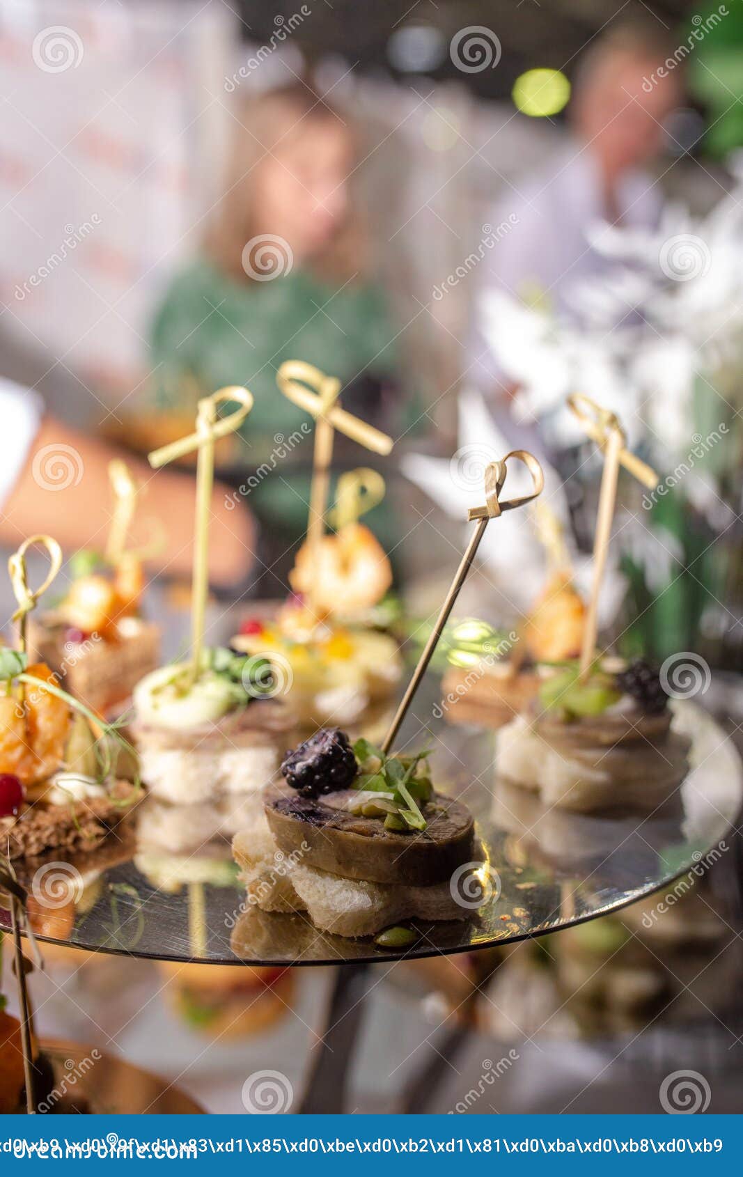 Close-up of Assorted Canapes on a Glass Surface Stock Photo - Image of ...