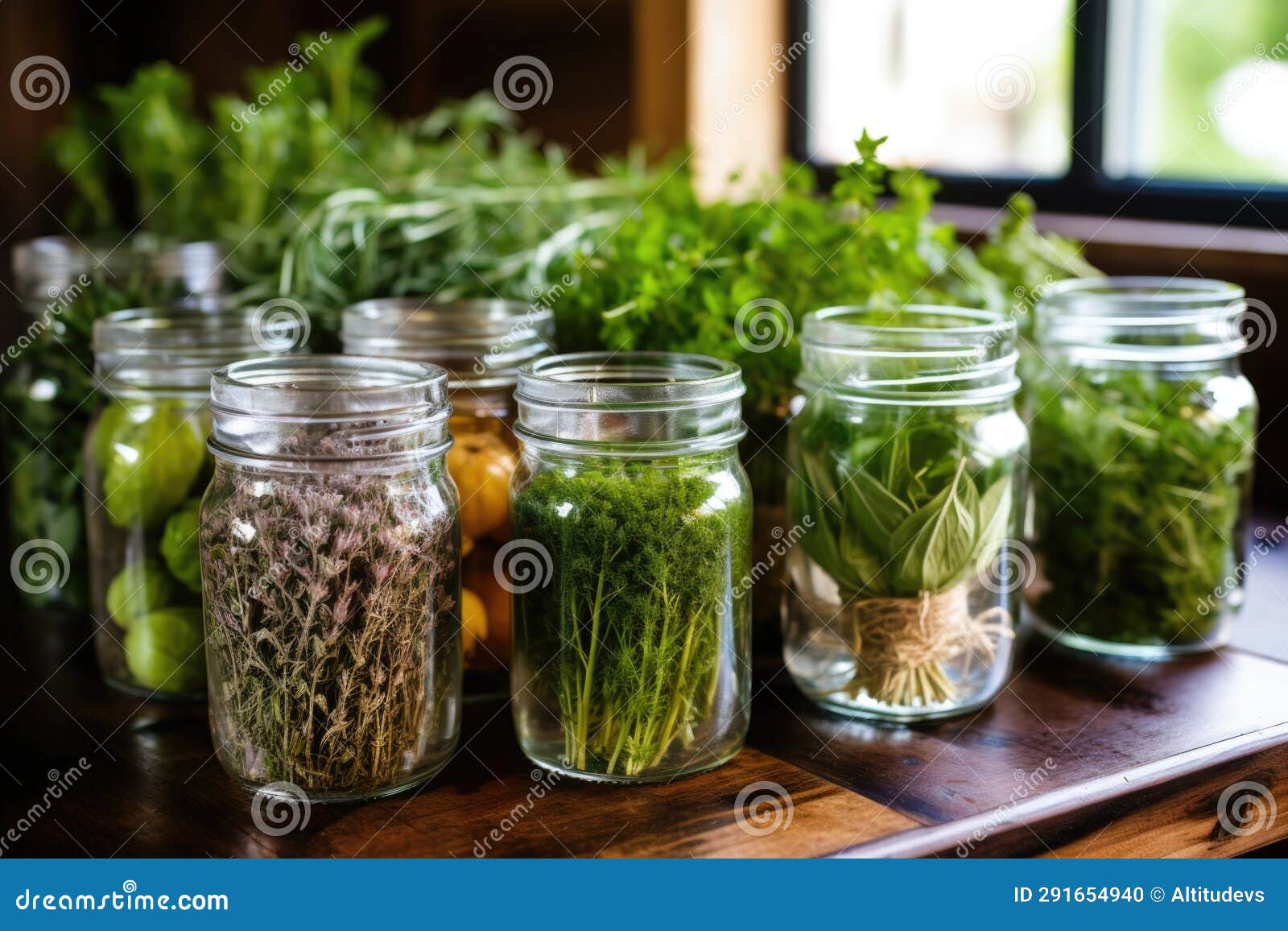 Close-up of Assorted Herbs Inside of Glass Jars Stock Photo - Image of ...