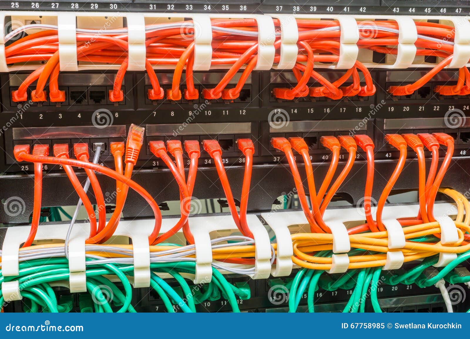 Close Up of Assorted Network Cables Connected To Switch Stock Image ...
