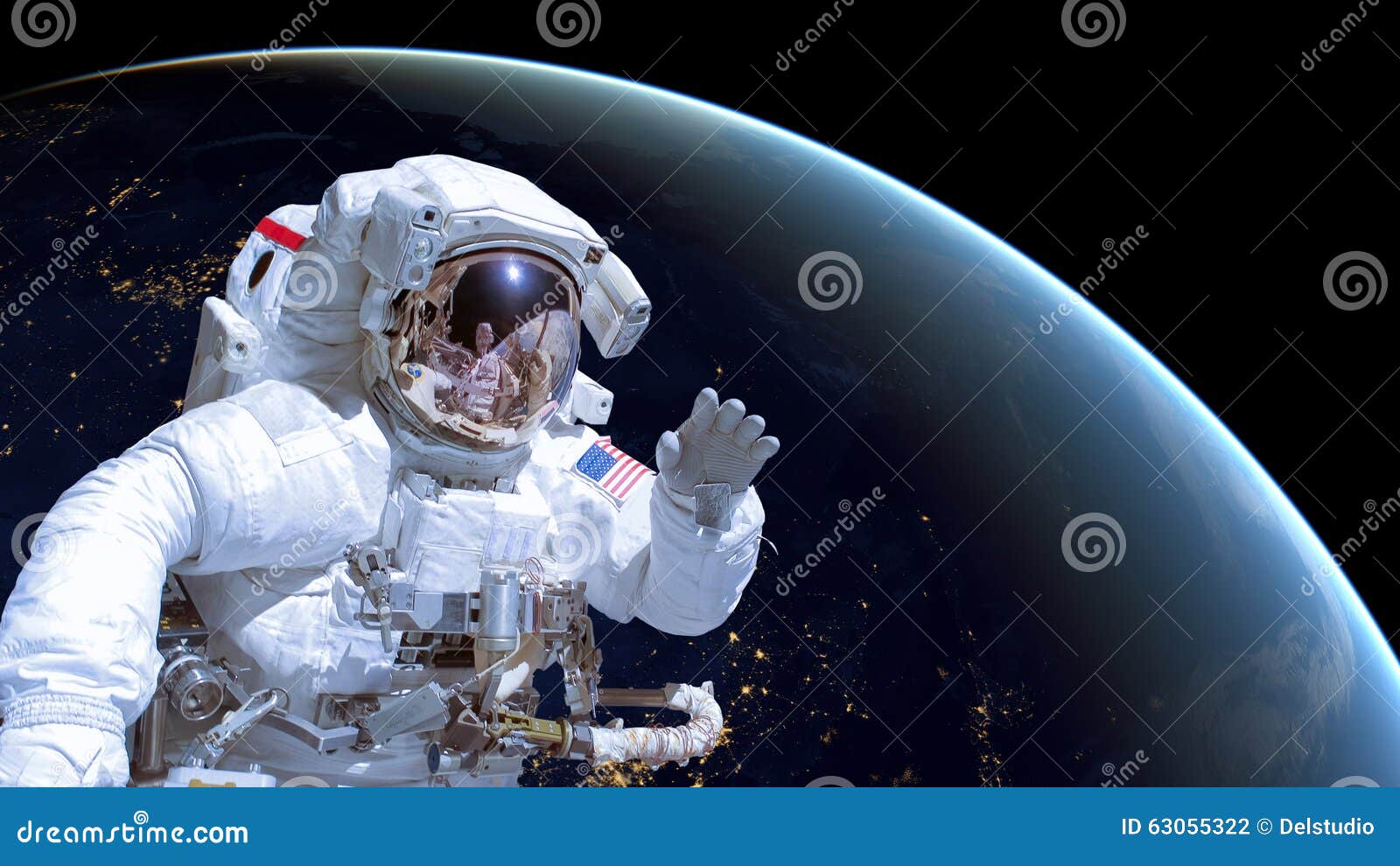 Astronaut In Outer Space On Background Of The Earth. Stock Image ...