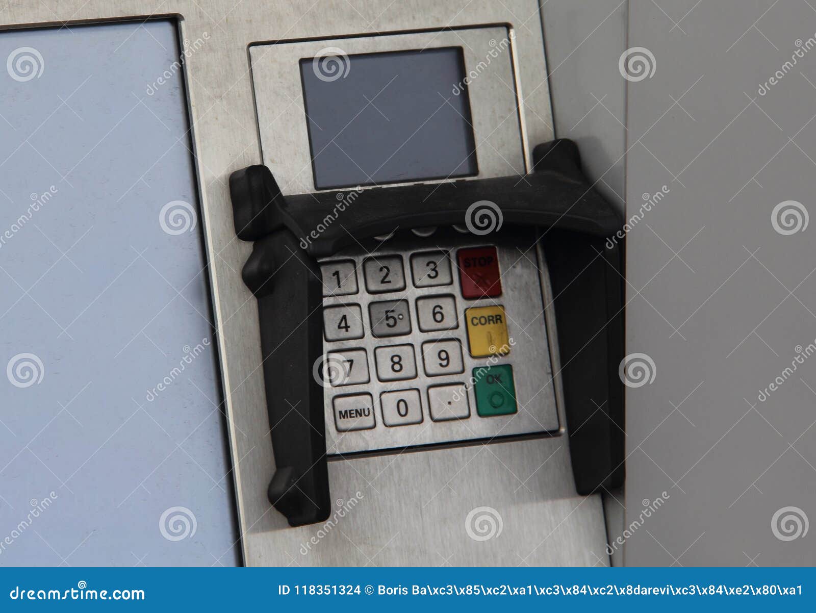 The Close Up of the ATM Keypad. Stock Photo - Image of financial, gray ...