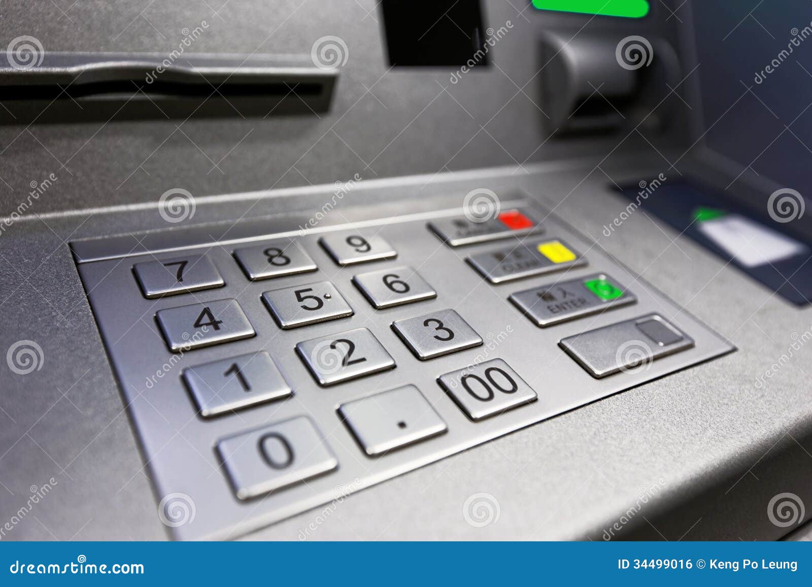 Close up of an ATM machine stock photo. Image of blue - 34499016