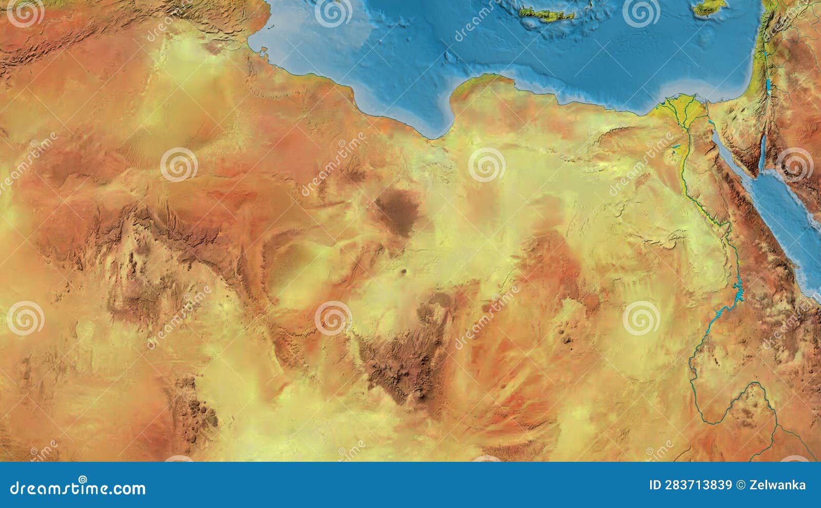 Libya Area. Topographic Map Stock Illustration - Illustration of earth ...