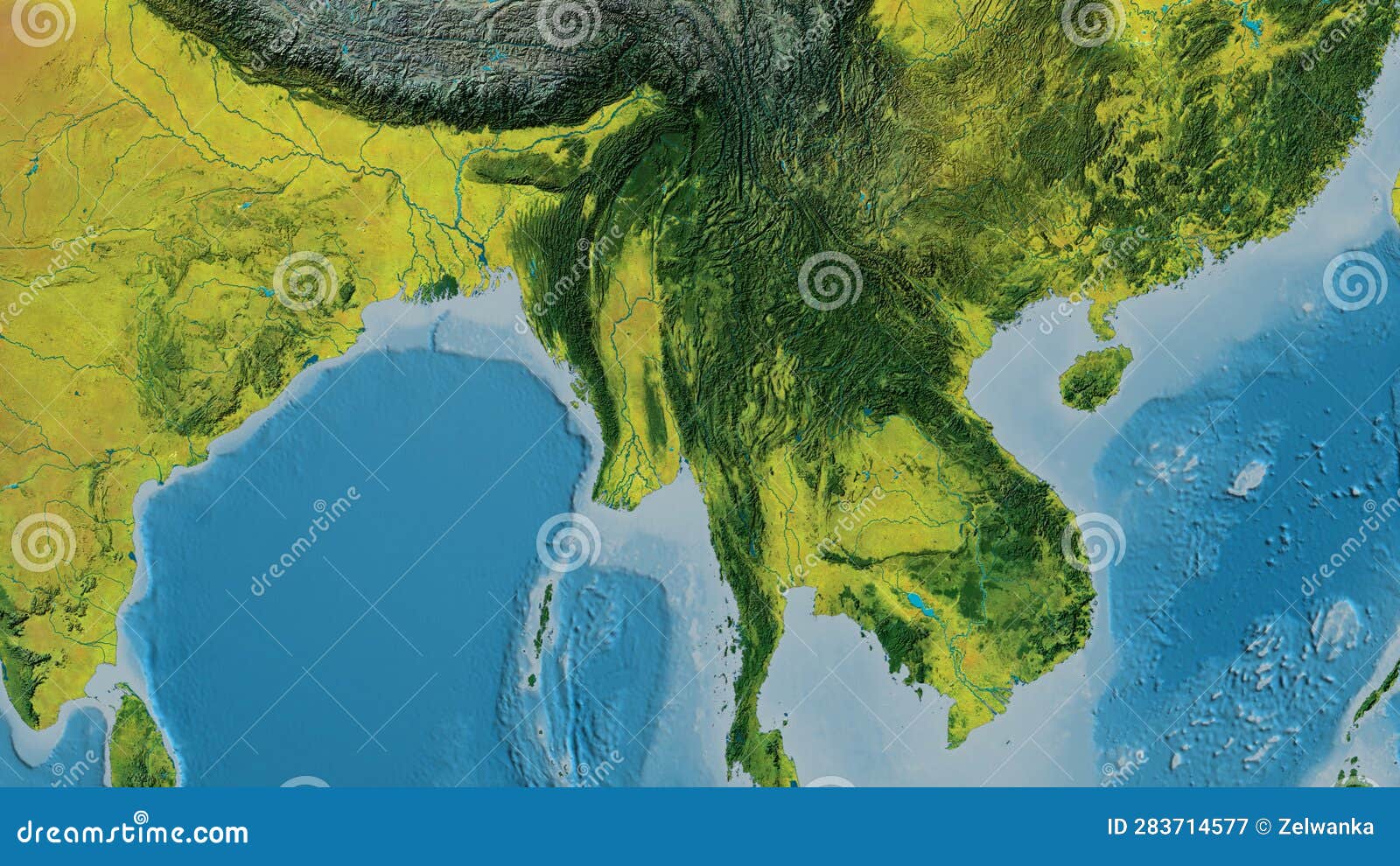 Myanmar Area. Topographic Map Stock Illustration - Illustration of ...