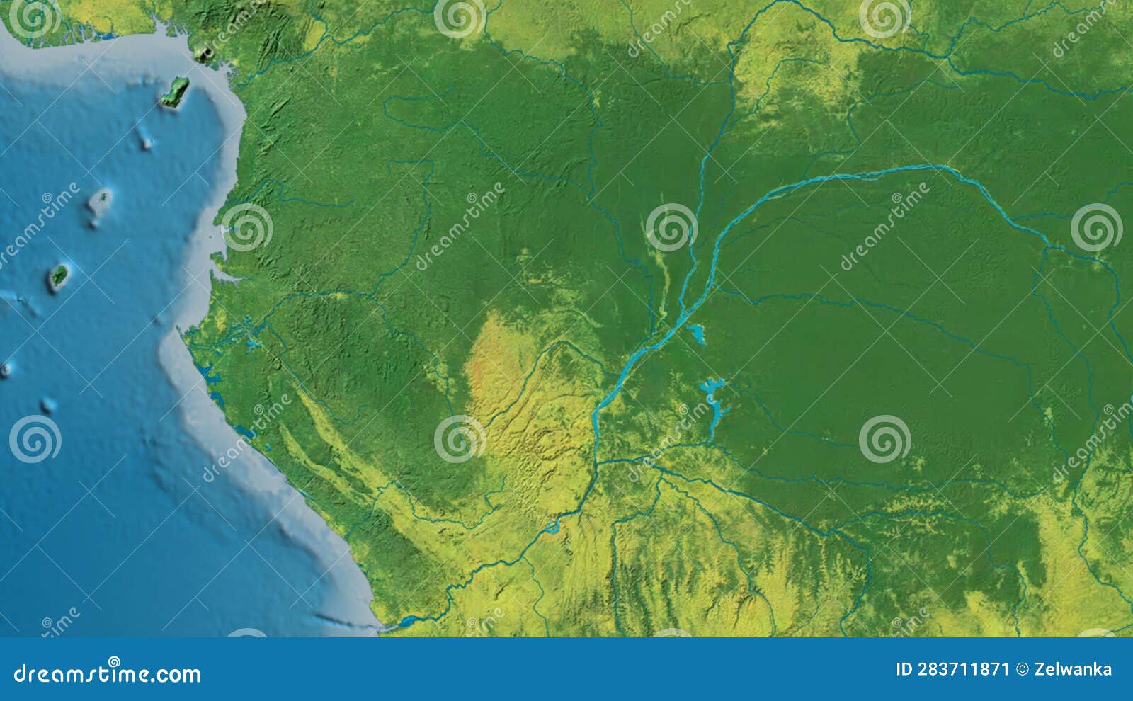 Republic of the Congo Area. Topographic Map Stock Illustration ...