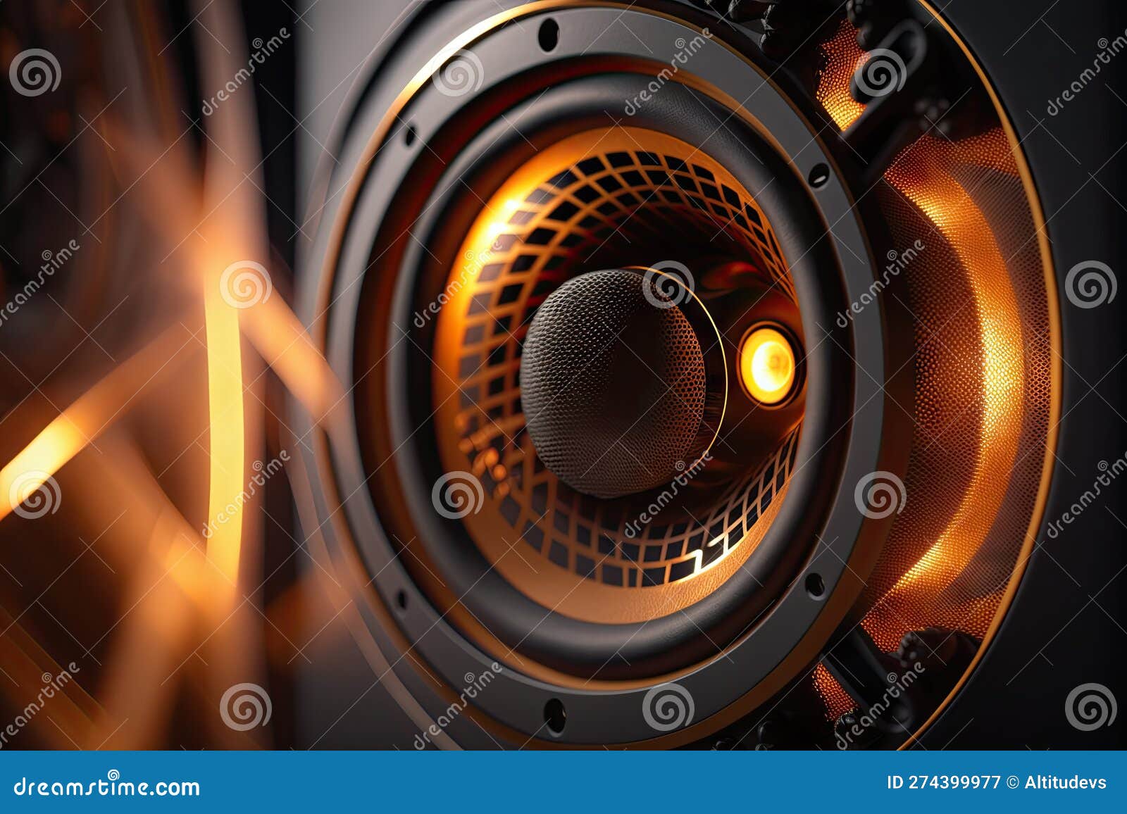Close-up of Audio Speaker with Dramatic Lighting, Creating an Impactful ...