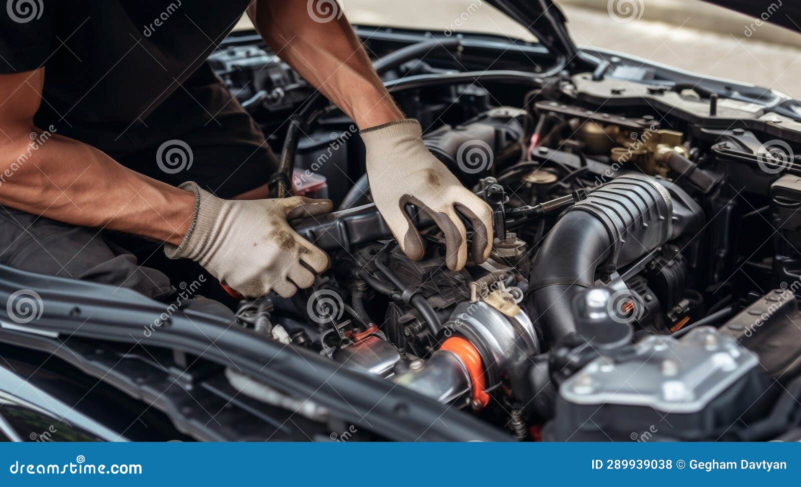 Close-up of a Mechanic Repairing Engine, Close-up Car Engine, Auto ...