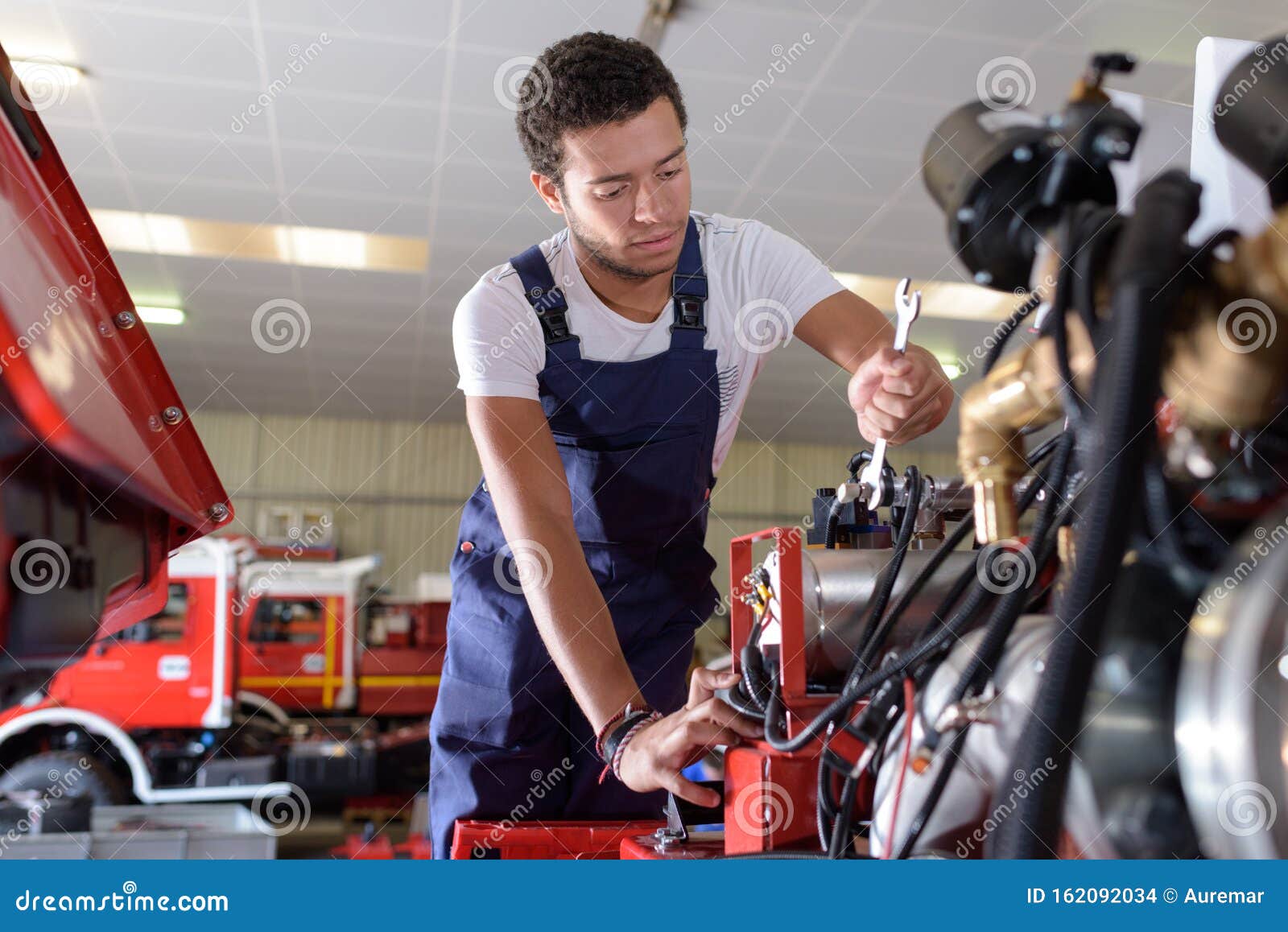 Close-up Auto Mechanic Repairing Lorry Engine Stock Photo - Image of ...