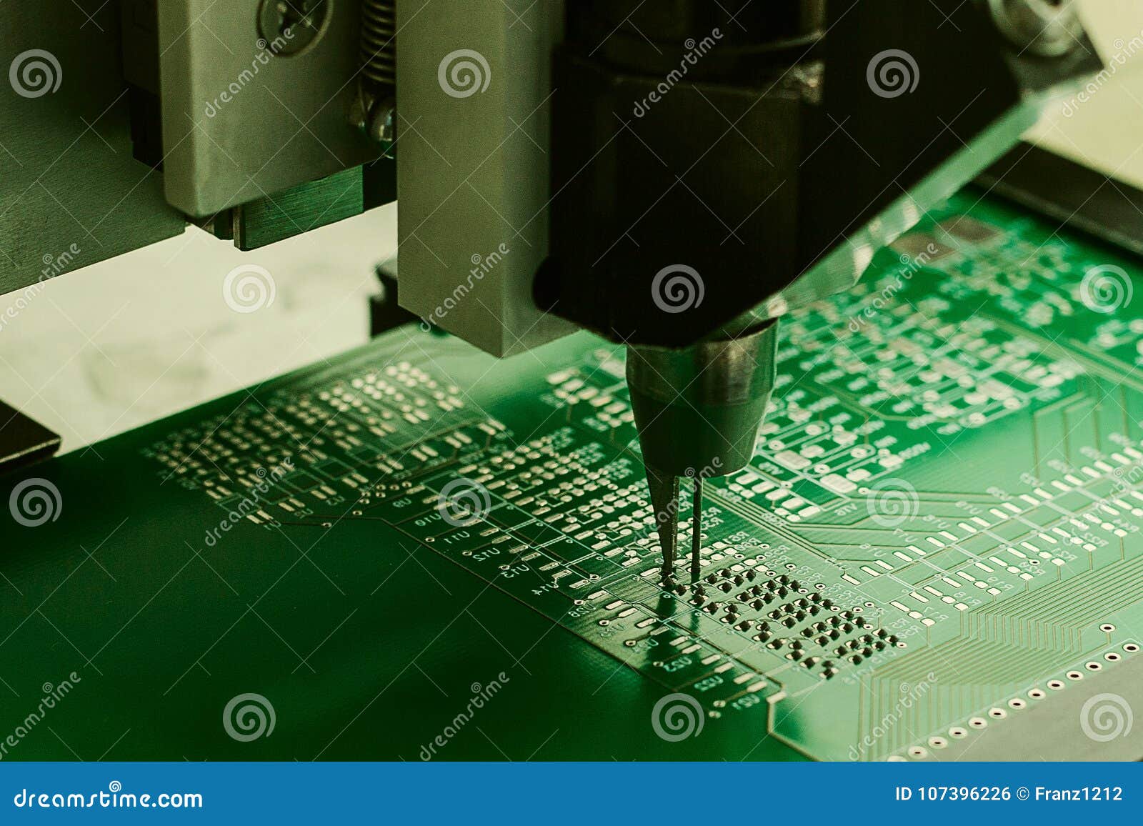 Close-up. Automated Production of Computer Boards. Stock Photo - Image ...