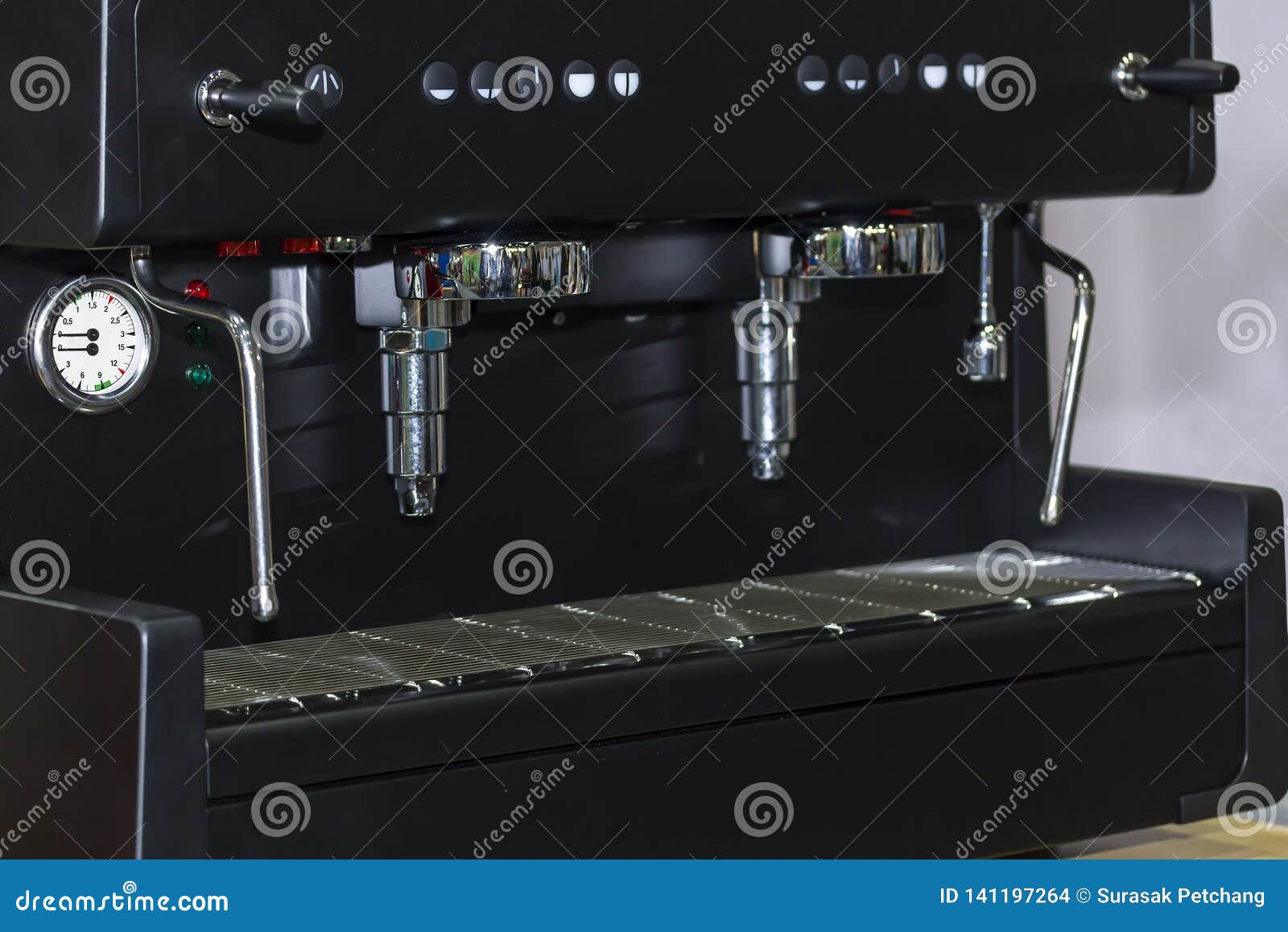 Close Up Automatic Black Coffee Machine Stock Photo - Image of business ...