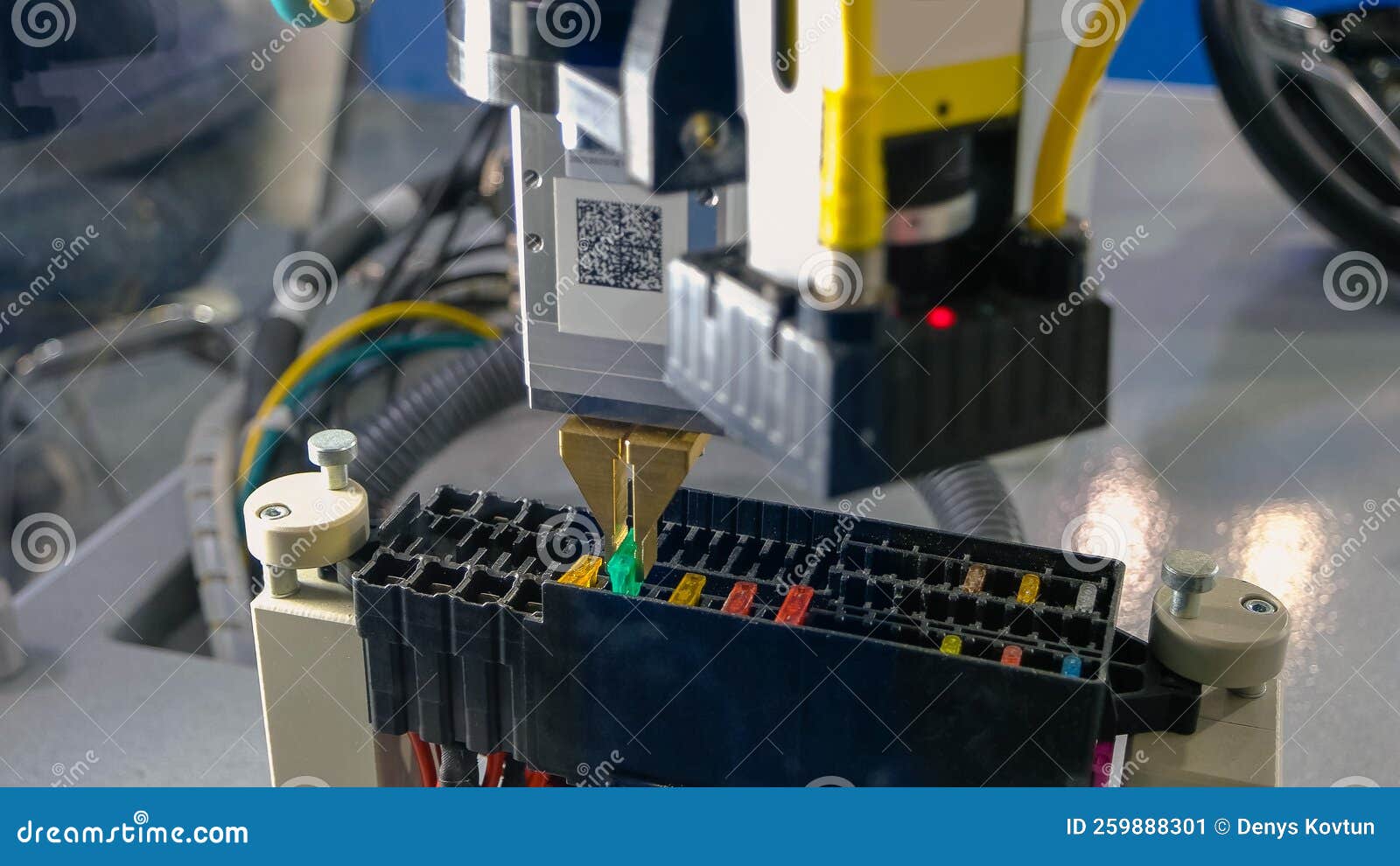 Close-up Automatic Manufacture Robot Pulling Out a Chip. Stock Image ...