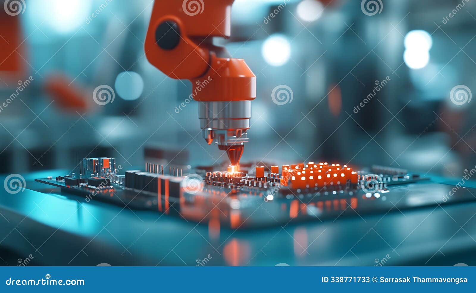 Automatic Robot for Print Circuit Board (PCB)assembly Machine during ... Automatic Robot for Print Circuit Board (PCB)assembly Machine during ...