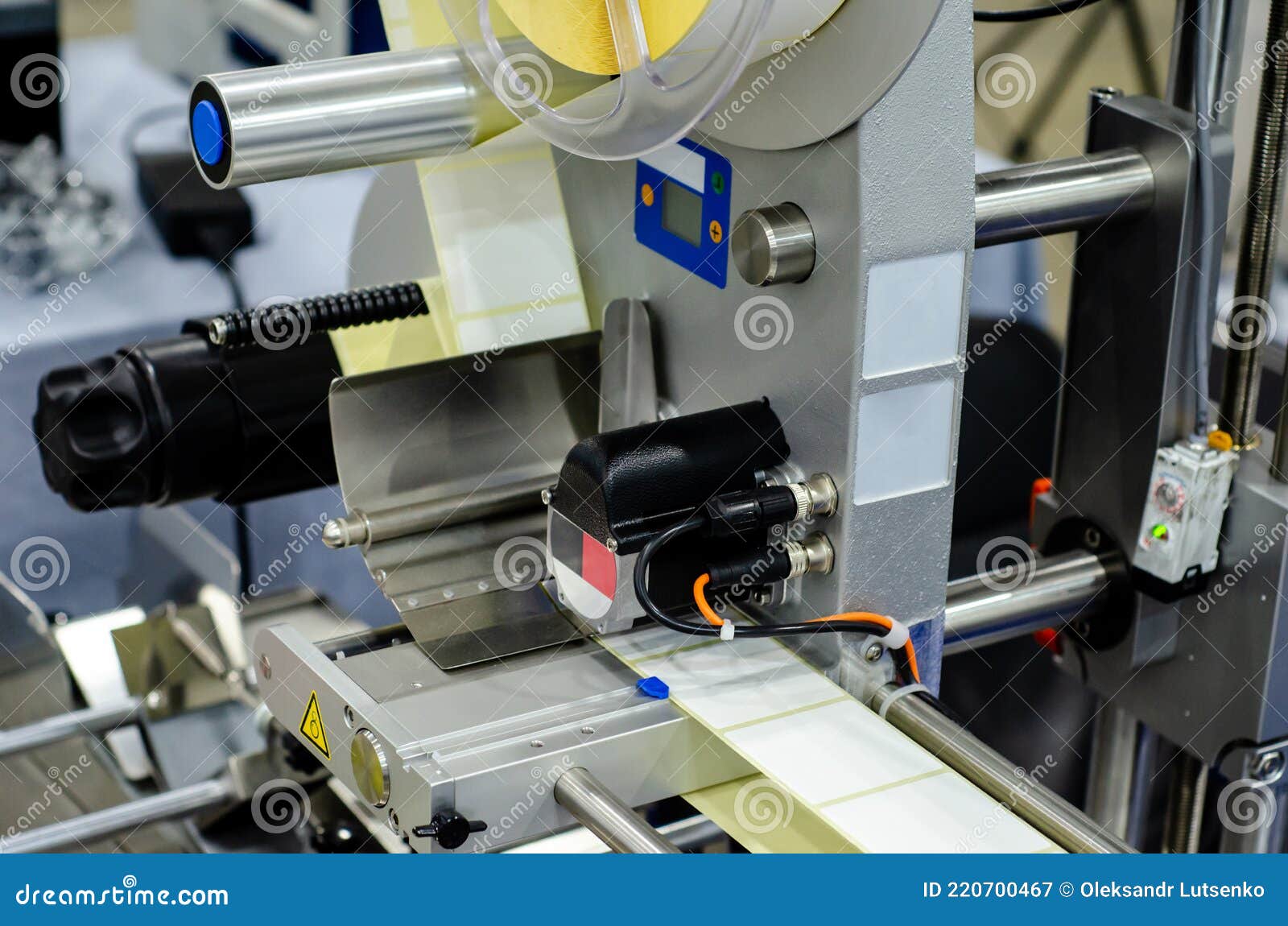 Close-up of Automatic Sticker Labelling Machine Stock Image - Image of ...