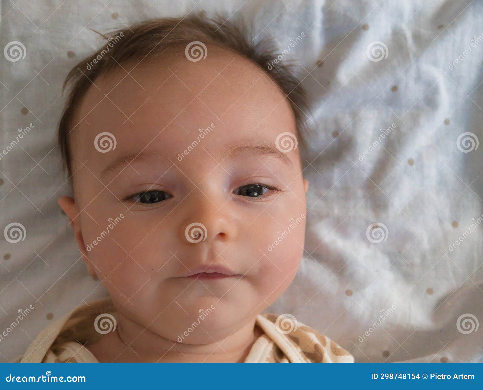 Close Up of Baby Boy S Face Looking at Camera with Cute Grin Stock ...