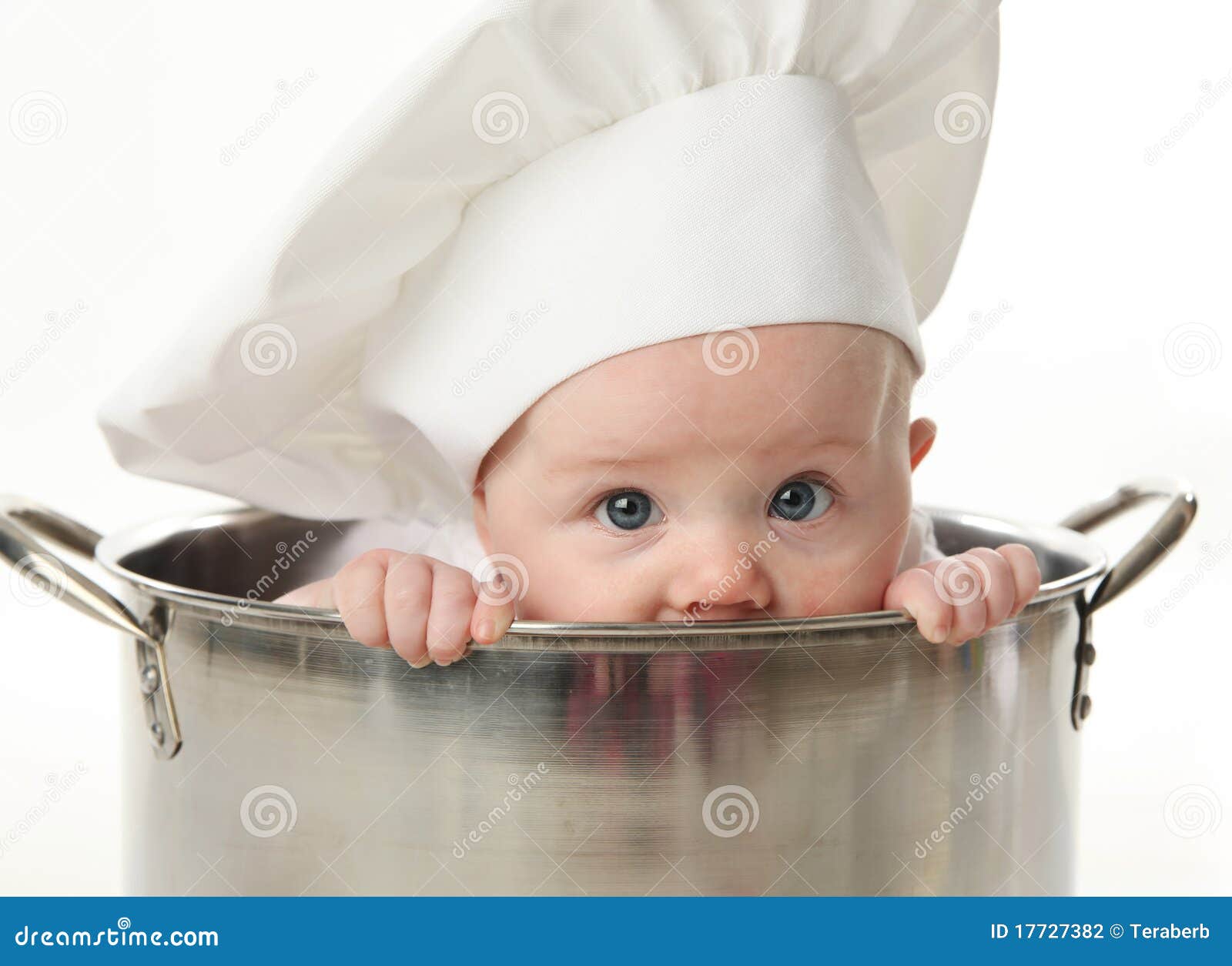 Close Up of Baby Sitting in Stock Pot Stock Photo - Image of happy ...
