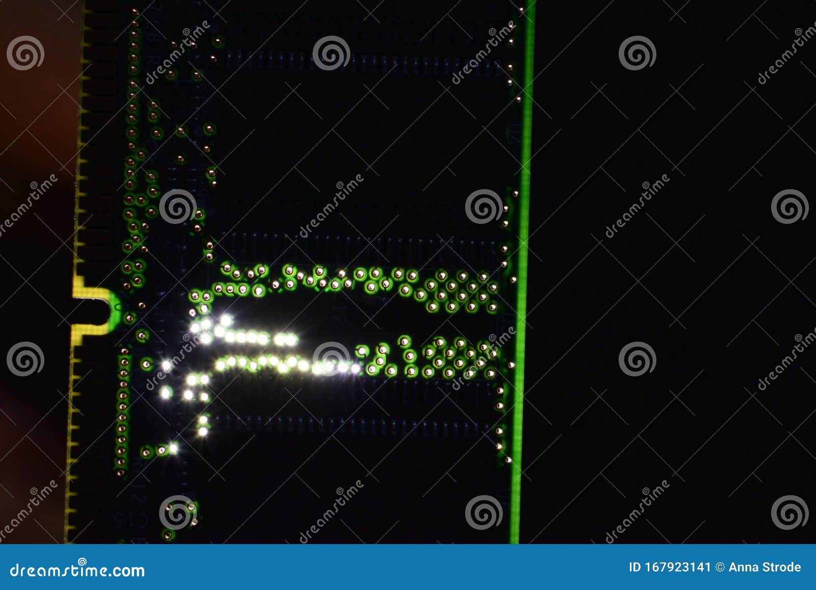 Close-up of Back-lighted Computer RAM Module. Stock Image - Image of ...