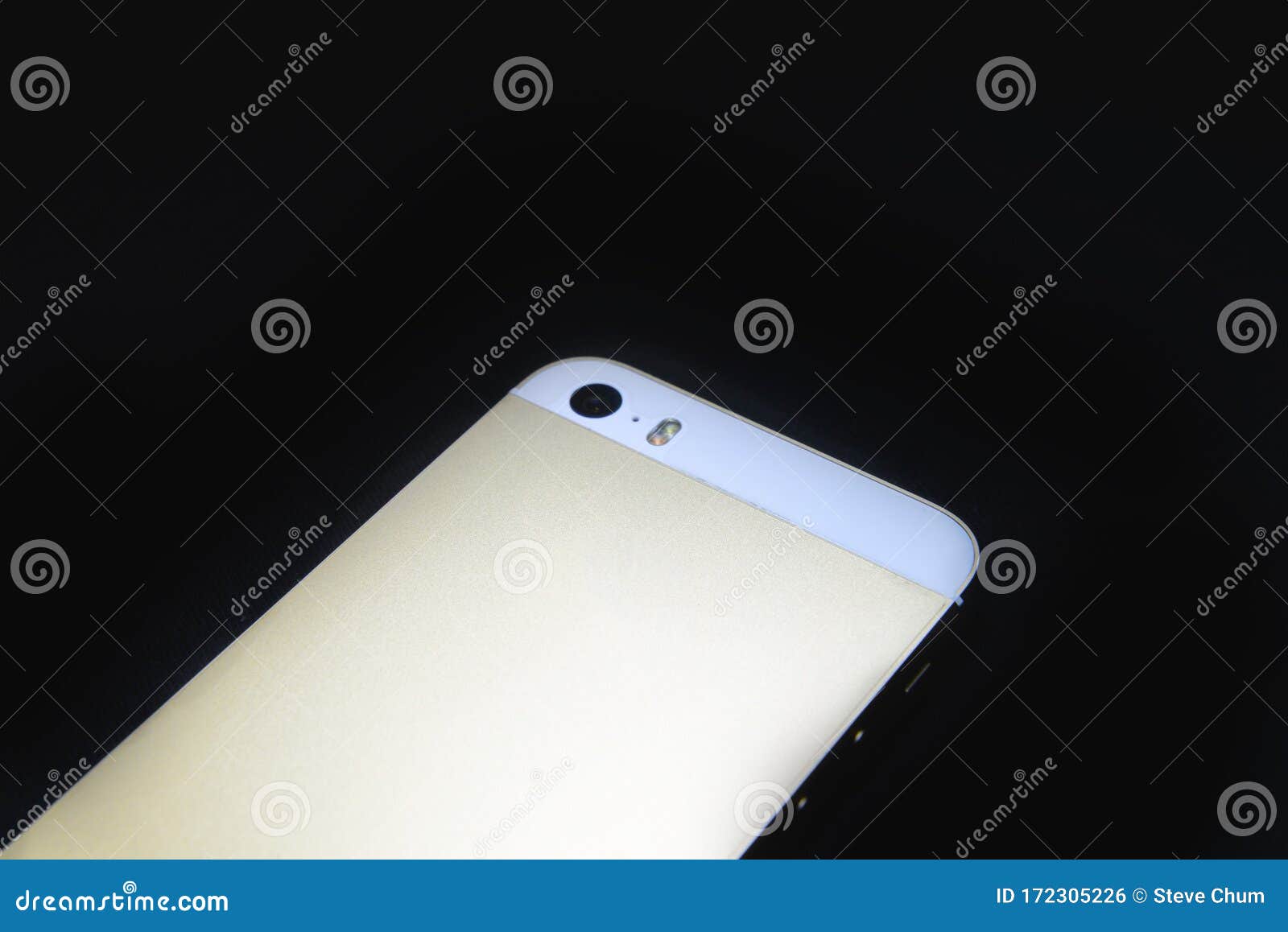 Close-up of the Back of a Mobile Phone Against a Black Background Stock ...