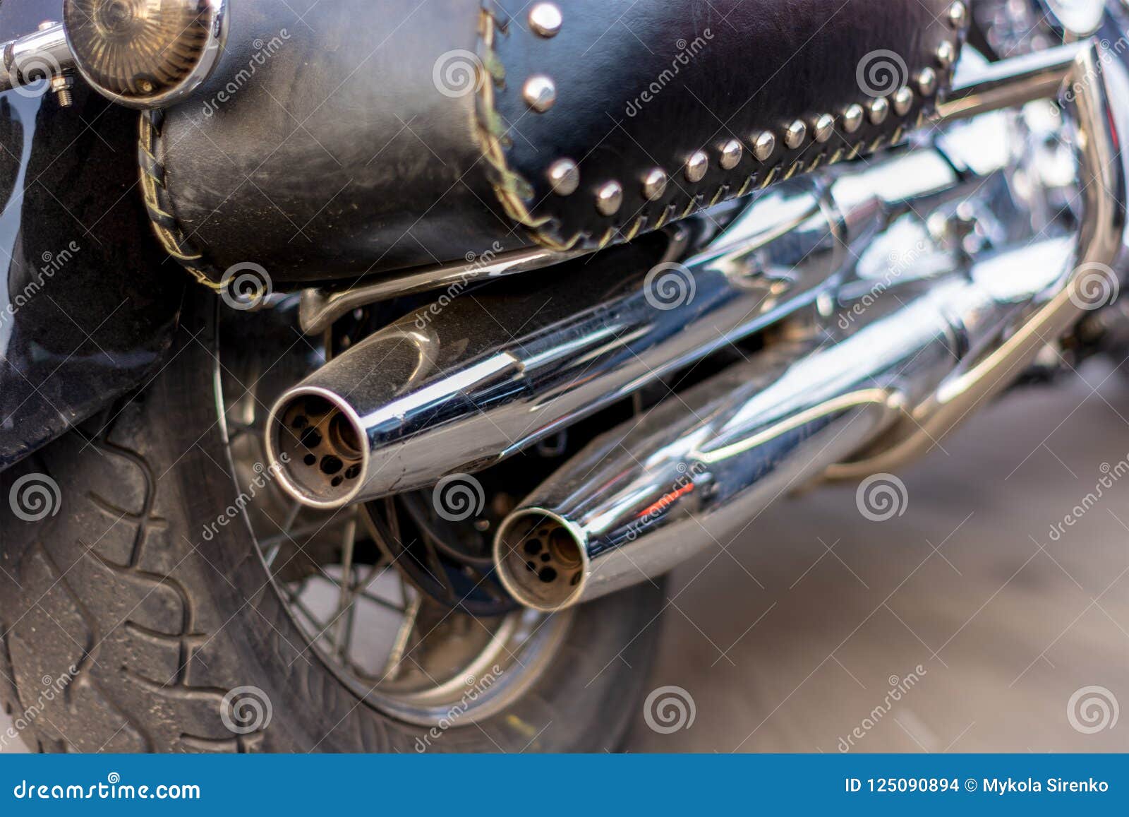 Close-up of the Back of a Motorcycle Exhaust Pipe Stock Photo - Image ...