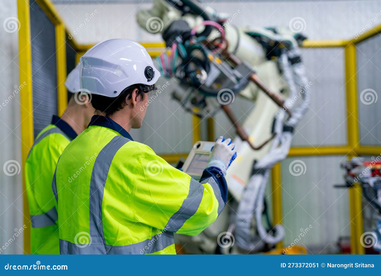 Close Up and Back of Professional Technician or Engineer Use Controller ...